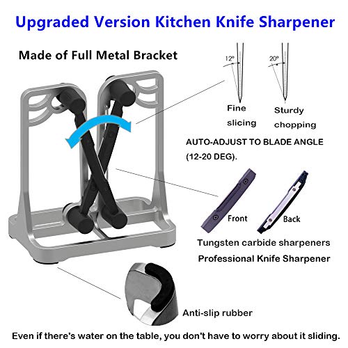 Knife Sharpener, Knife Sharpeners for Kitchen Knives, Knife Sharpening with Adjustable Angles, Ehoyal Kitchen Knife Sharpener Helps Repair Sharpens, Hones, Polishes Blades for Steel Knives