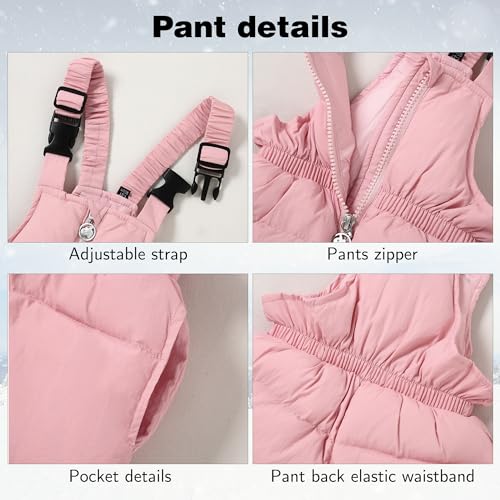 CARETOO Toddler Boys Girls Winter Down Coats Snowsuit Outerwear 2Pcs Clothes Hooded Jacket Snow Ski Bib Pants Outfits Set