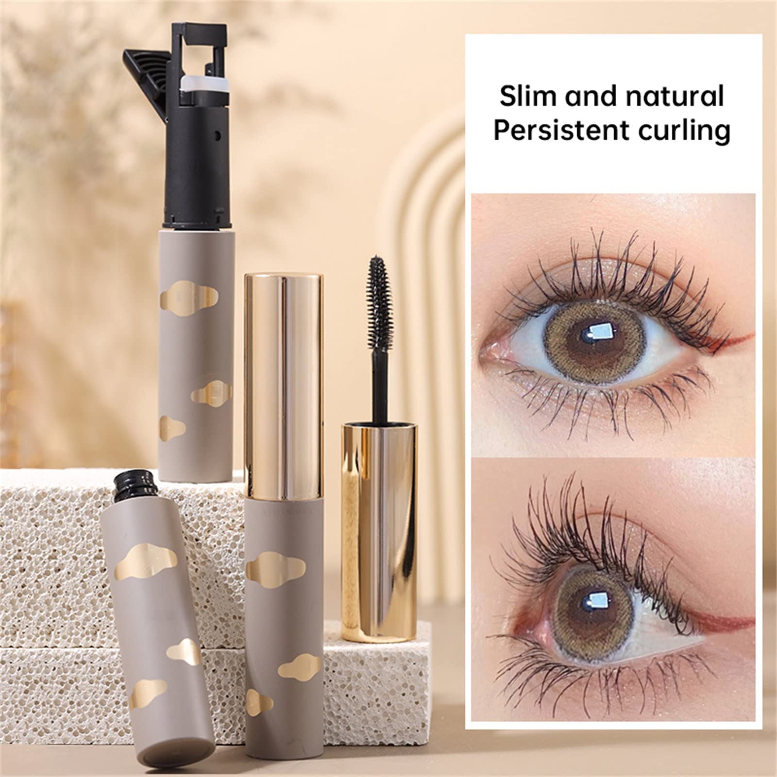 2 In 1 Mascara Longer Lash Cosmetics Natural Lengthening And Thickening Effect No Clumping Superstrong 4d Silk Fiber Mascara Makeup Glitter Top Coat Mascara with(Black-b)