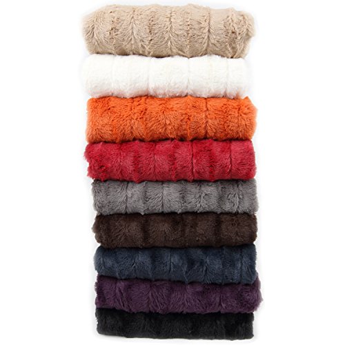 Cheer Collection Faux Fur Blanket, Luxurious Blanket for Couch, Throw Blanket, 60" x 70" inches, Red Maroon