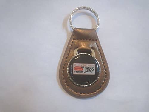 1960's SUNBEAM TIGER VINTAGE LOGO LEATHER KEYCHAIN - COPPER