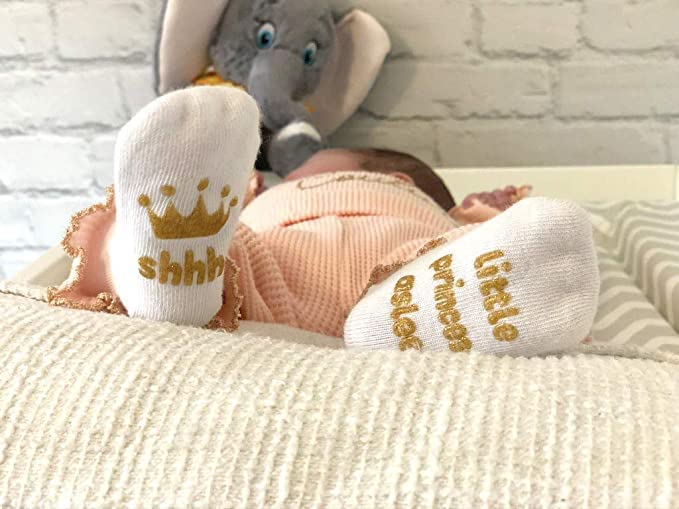 Baby Girl Socks Gift Set - Unique Baby Shower or Newborn Gift For Her - 4 Pairs of Cute Quotes in Gift Box