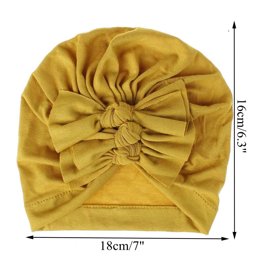 inSowni 8 Pack Solid Nursery Hospital Turban Hat Cap Beanie Bonnet with Knot Bow for Baby Girls Toddlers Newborns Infants