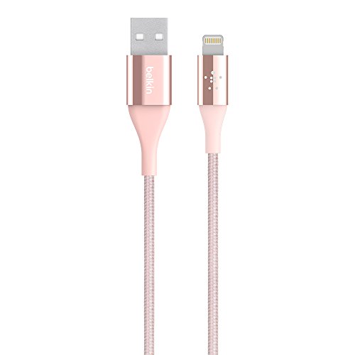 Belkin MIXIT DuraTek Lightning to USB Cable - MFi-Certified iPhone Charging Cable for iPhone 11, 11 Pro, 11 Pro Max, XS, XS Max, XR, X, 8/8 Plus and more (4ft/1.2m), Rose Gold