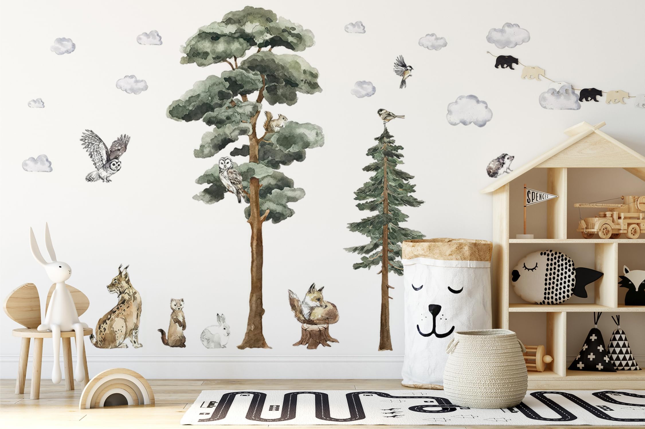 Woodland Forest Animals Big Wall Stickers Nursery Decoration Bedroom Removable Decals