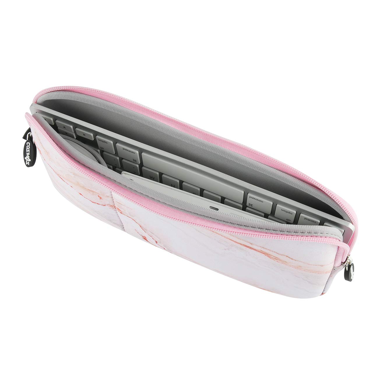 CM Neoprene Carrying Keyboard Sleeve Case Bag Protection Pouch Compatible with Magic Keyboard 1 & 2, Wireless Keyboard, Magic Mouse, Magic Trackpad and Wireless Trackpad (Pink Marble Pattern)