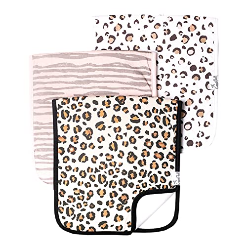 Copper Pearl Premium Baby Burp Cloths - 3-Pack Large Cotton Burp Cloths, Extra Soft Spit Up Rags with 3 Absorbent Layers, Perfect for Baby Boy and Baby Girl Gifts (21" x 10" Size, Zara Set)