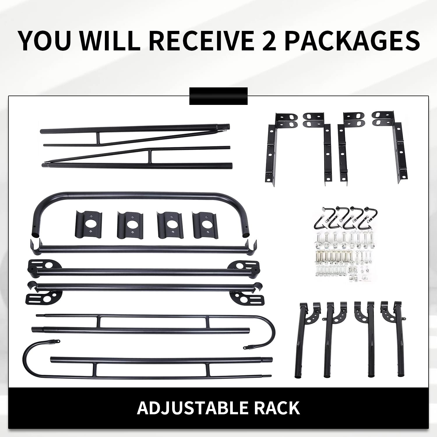 7BLACKSMITHS 1000 LBS Adjustable Truck Contractors Rack Ladder Pickup Kayak Lumber Rack Side Bar Long Cab Full Size 60"(W) x 138"(L) x 34"(H) (You Will get 2 Boxes)