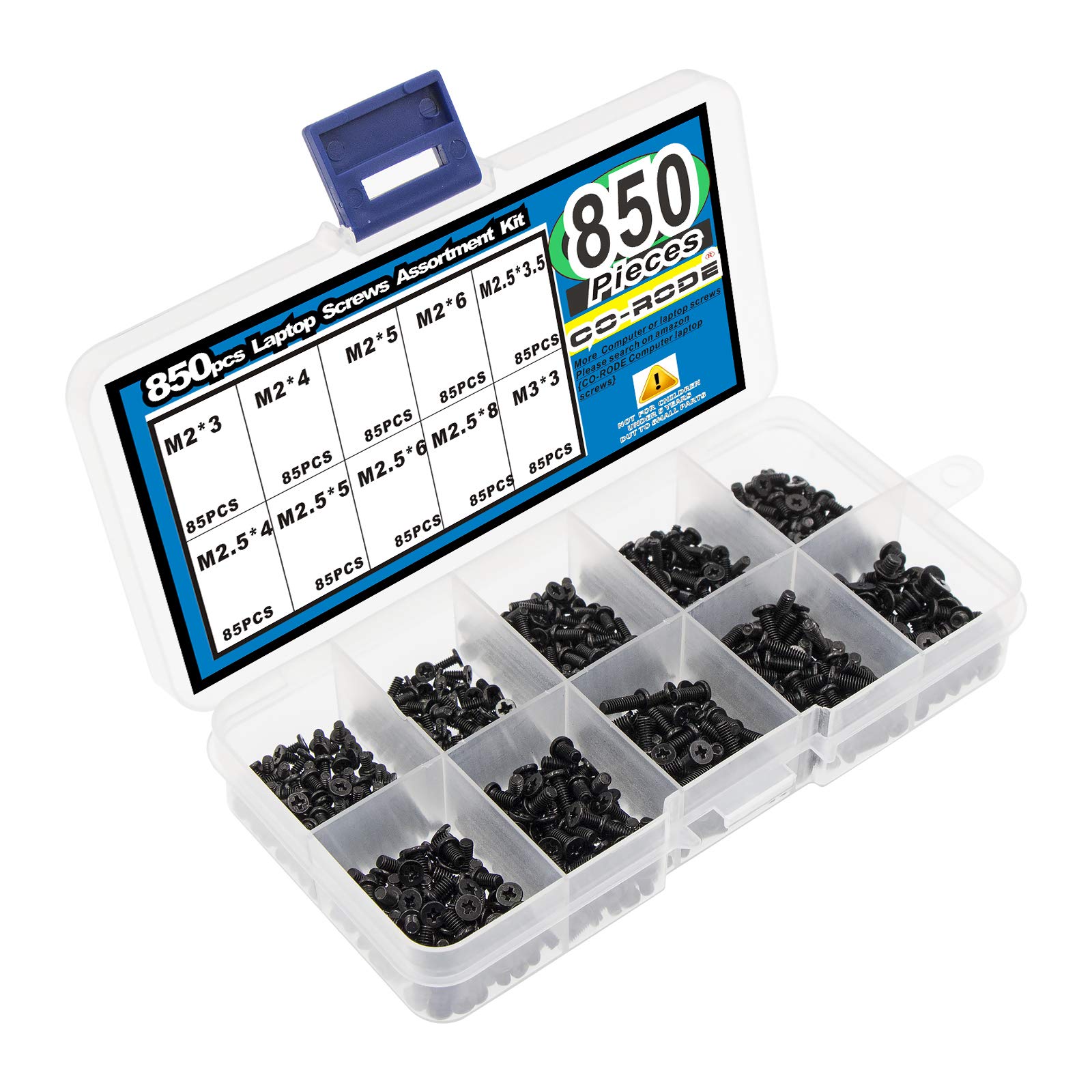 CO-RODE 850pcs M2 M2.5 M3 Laptop Notebook Computer Screws Assortment Kit for SSD IBM HP Dell Lenovo Samsung Sony Toshiba Gateway Acer