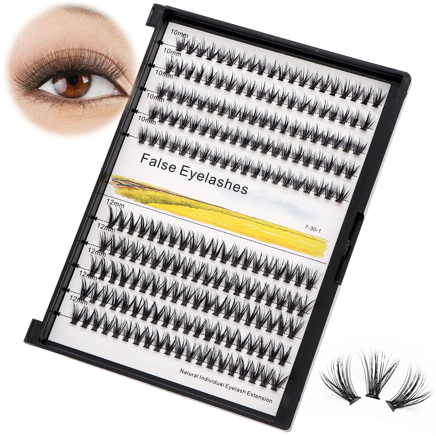 Vayator 10+12mm Mixed 12+14mm Mixed Tray Mink Eyelash Extension Natural 3D Russian Volume Faux Eyelashes Individual 20D Cluster Lashes Makeup (10mm+12mm Mixed)