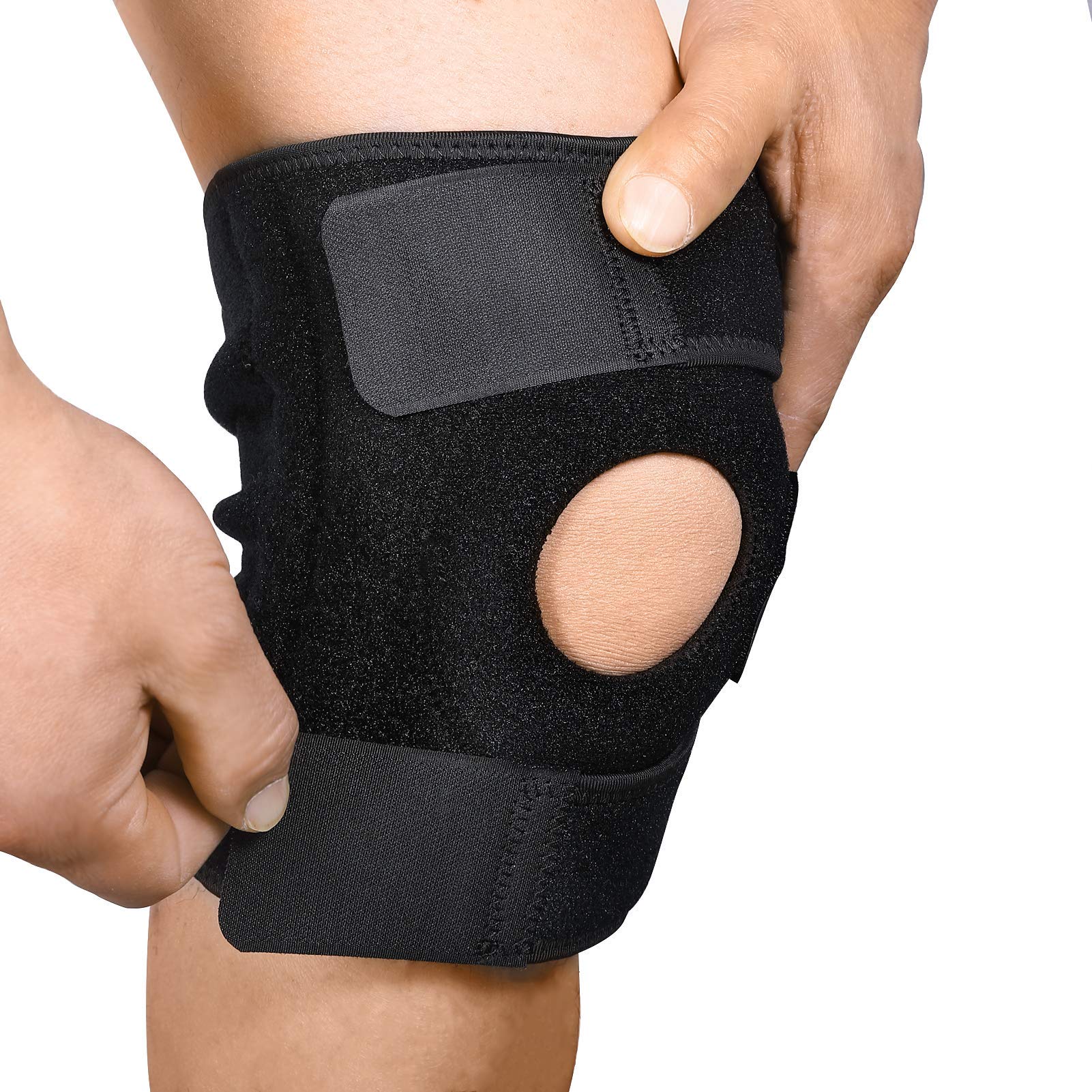 2 Pack Knee Brace Relieves Pressure, Knee Support help Athletic Injury Recovery, Arthritis Tendonitis Pain and Meniscus Tear, Non-Silp with 3 Point Adjustable Compression, Open Patella Avoid Injury