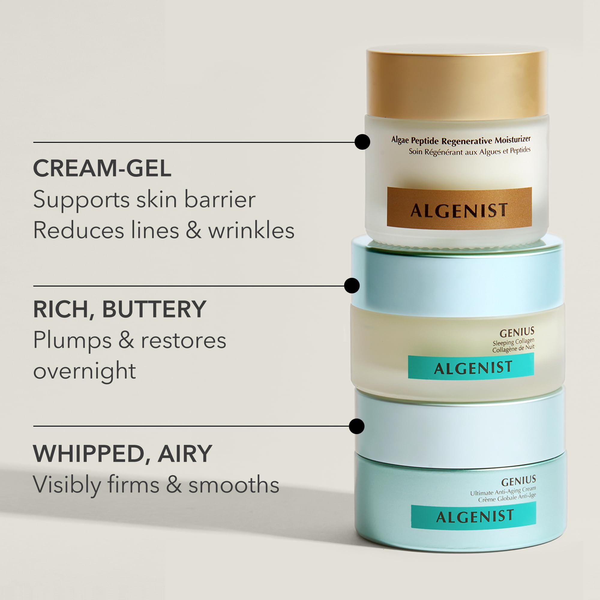 Algenist GENIUS Ultimate Face Cream - Restoring Collagen Cream to Smooth + Help Improve Skin's Radiance - Formulated with Patented Alguronic Acid and Microalgae Oil (2oz)