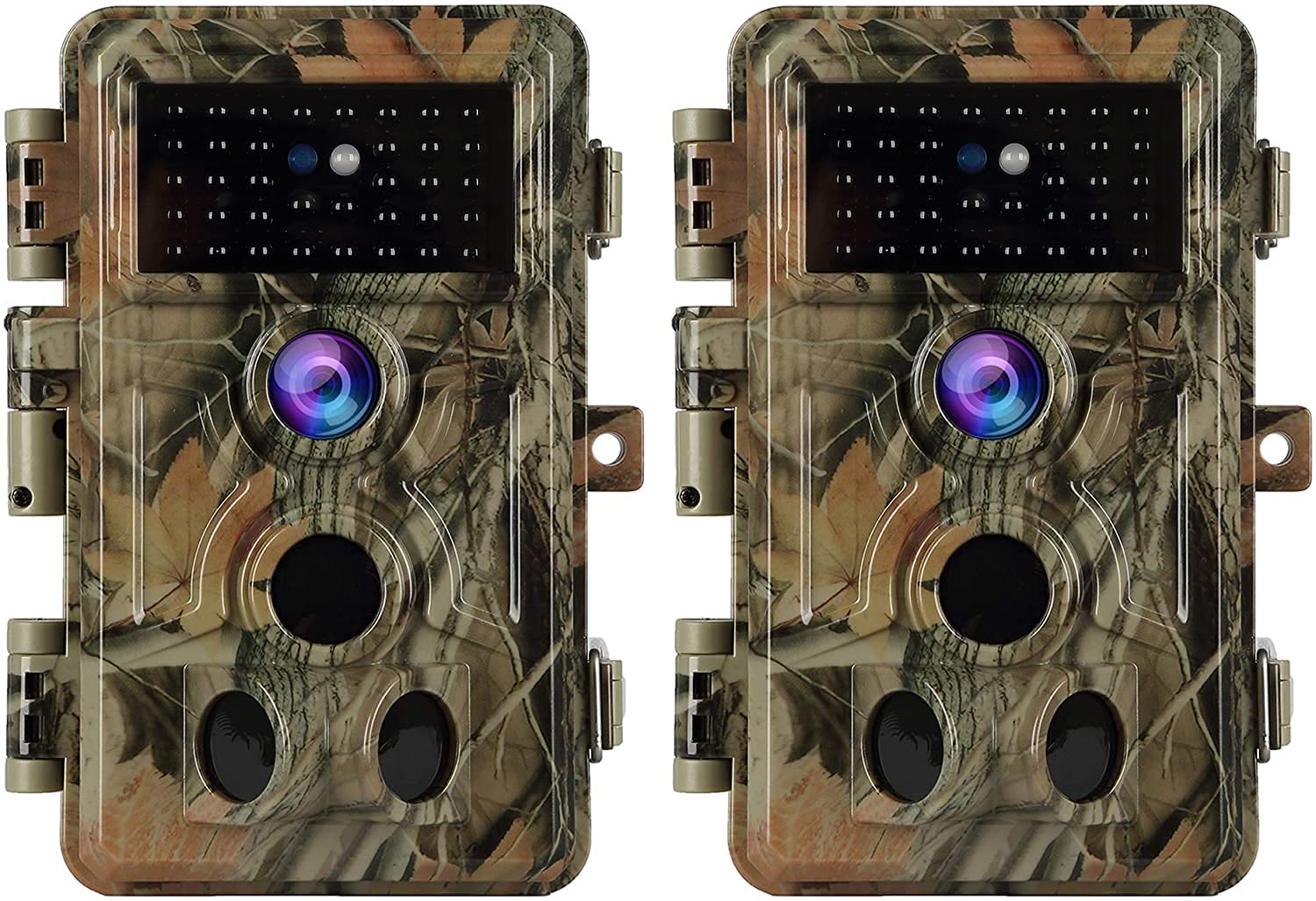 2-Pack 48MP 1296P Trail Cameras Night Vision No Glow H.264 Video Motion Activated 0.1S Trigger Time Waterproof for Outdoor Wildlife Hunting and Home Security Surveillance