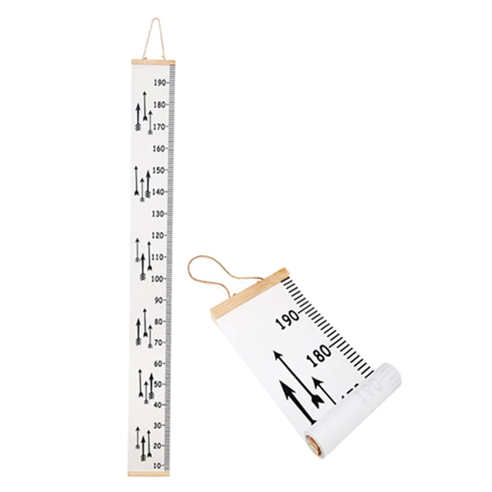 Baby Height Growth Chart Hanging Rulers Kids Room Wall Wood Frame Canvas Ruler Room Decoration 79''x7.9'' (Arrow)