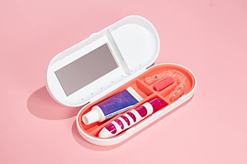 SmileKontainer Slimline Retainer Case: Compact Dental Travel Case for Aligners, Toothbrush and Accessories - Built-in Mirror for Easy Insertion Anywhere - Compatible with All Clear Aligners