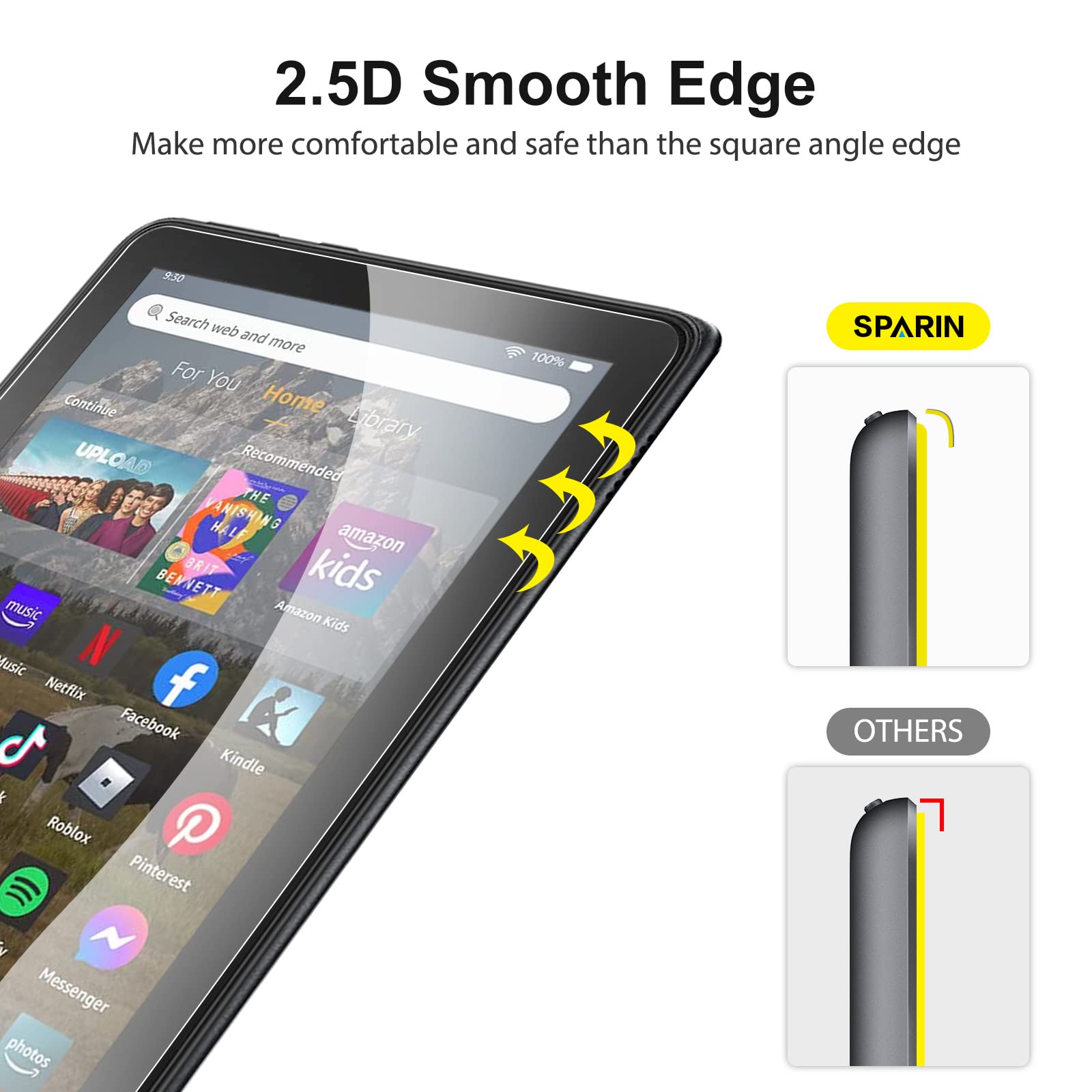 SPARIN 9H Hardness Tempered Glass Screen Protector Compatible with All-new Fire HD 8 2022&2020 Released (12th&10th Generation), 8.0 Inch