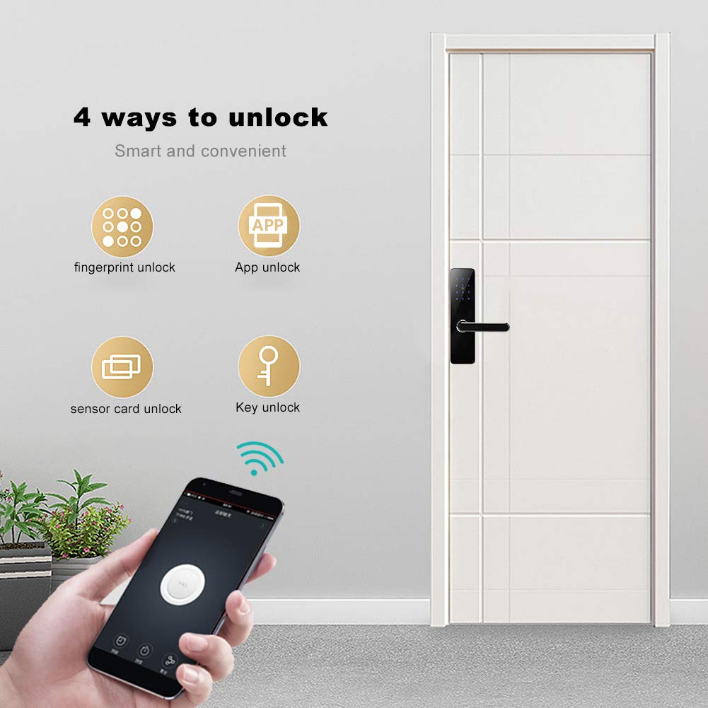 4in1 Keyless Entry Smart Door Lock, Digital Smart Door Lock APP Cards Password Keypad for Amazon for Google Home Voice Control