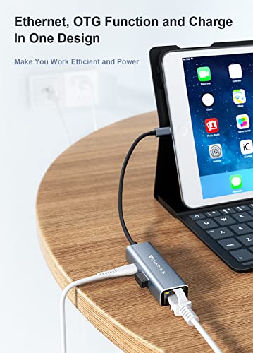 FOINNEX Lighting to Ethernet Adapter, 3 in 1 RJ45 Connector, Apple LAN Network Adapter with USB OTG and Charge Port, Plug and Play with100 Mbps Network Compatible with iPhone/iPad/iPod (1.6FT)