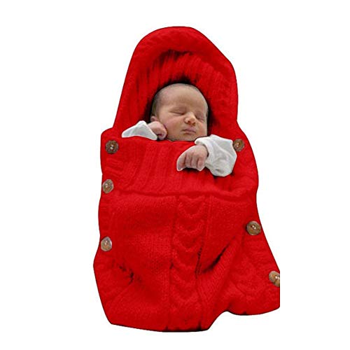 CenturyX Newborn Baby Wrap Swaddle Blanket Knit Sleeping Bag Receiving Blankets Stroller Wrap 0-6 Months (Red)