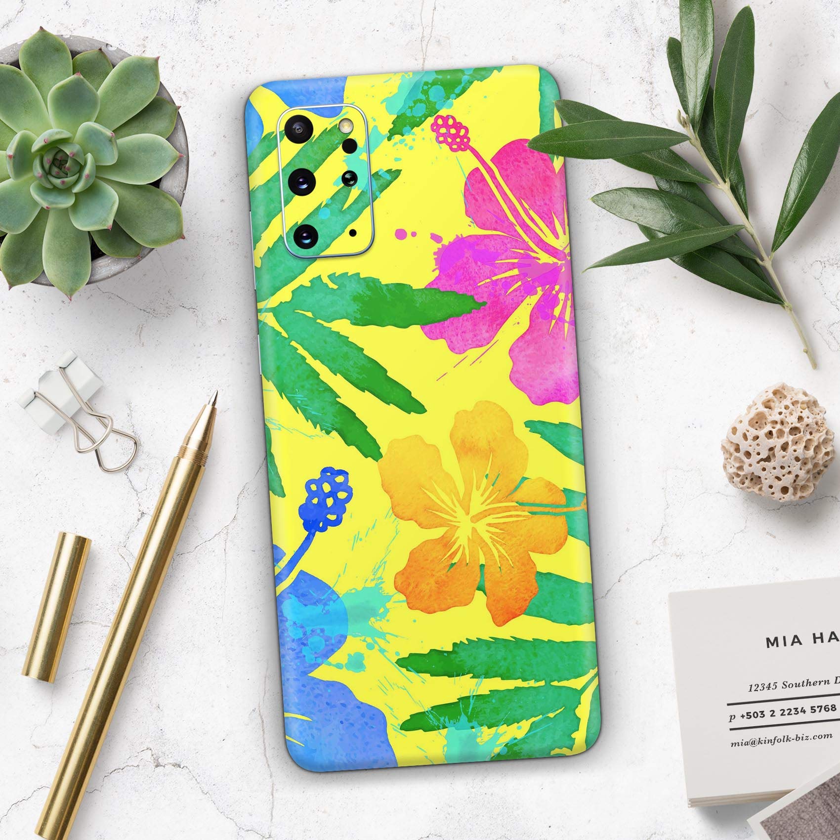 DesignSkinz Tropical Fluorescent v2 Protective Vinyl Decal Wrap Skin Cover Compatible with The Samsung Galaxy S20 (Screen Trim & Back Glass Skin)