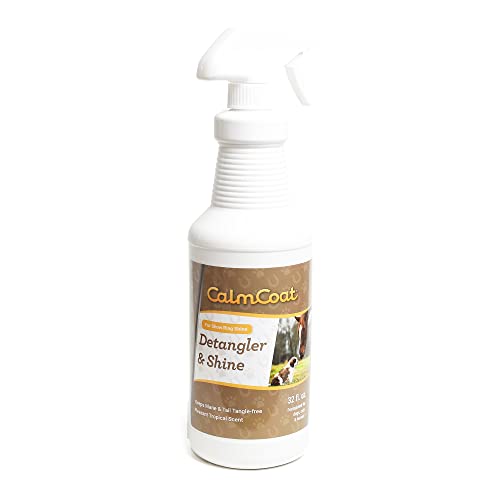 Calm Coat Detangler & Shine for Horses Cats & Dogs - Eliminates Tangles & Knots - Keeps Your Pet Cleaner for Longer - Works with Shampoo & Conditioner - Tropical Scent 32 oz