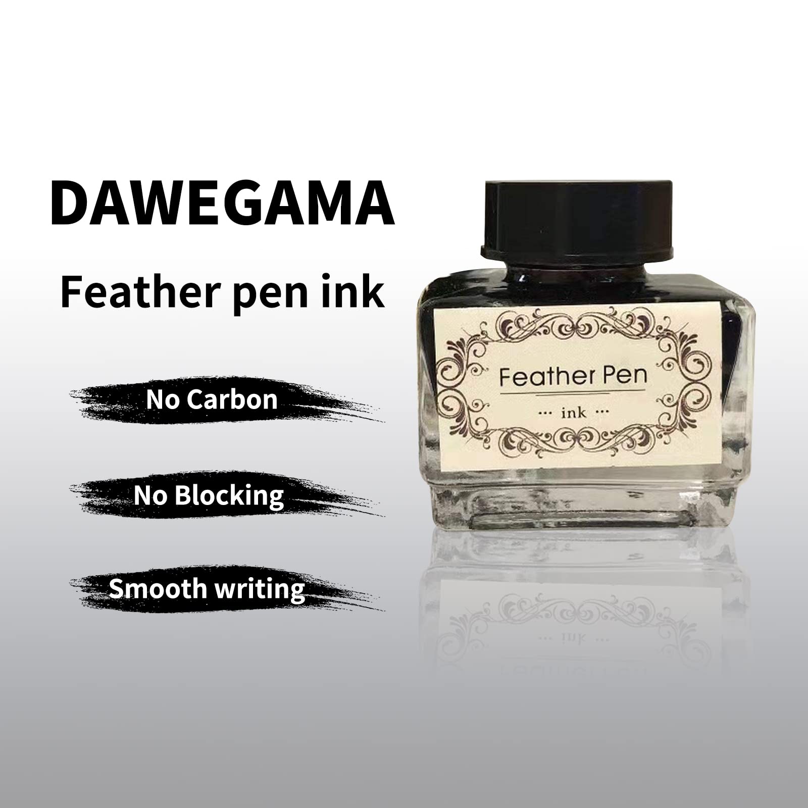 2 Pack Black Calligraphy Ink Fountain Pen Ink India Ink No Carbon No Blocking Calligraphy Pen Ink Suitable for Feather Quill Pen Dip Pen Drawing Pens 15ml X 2