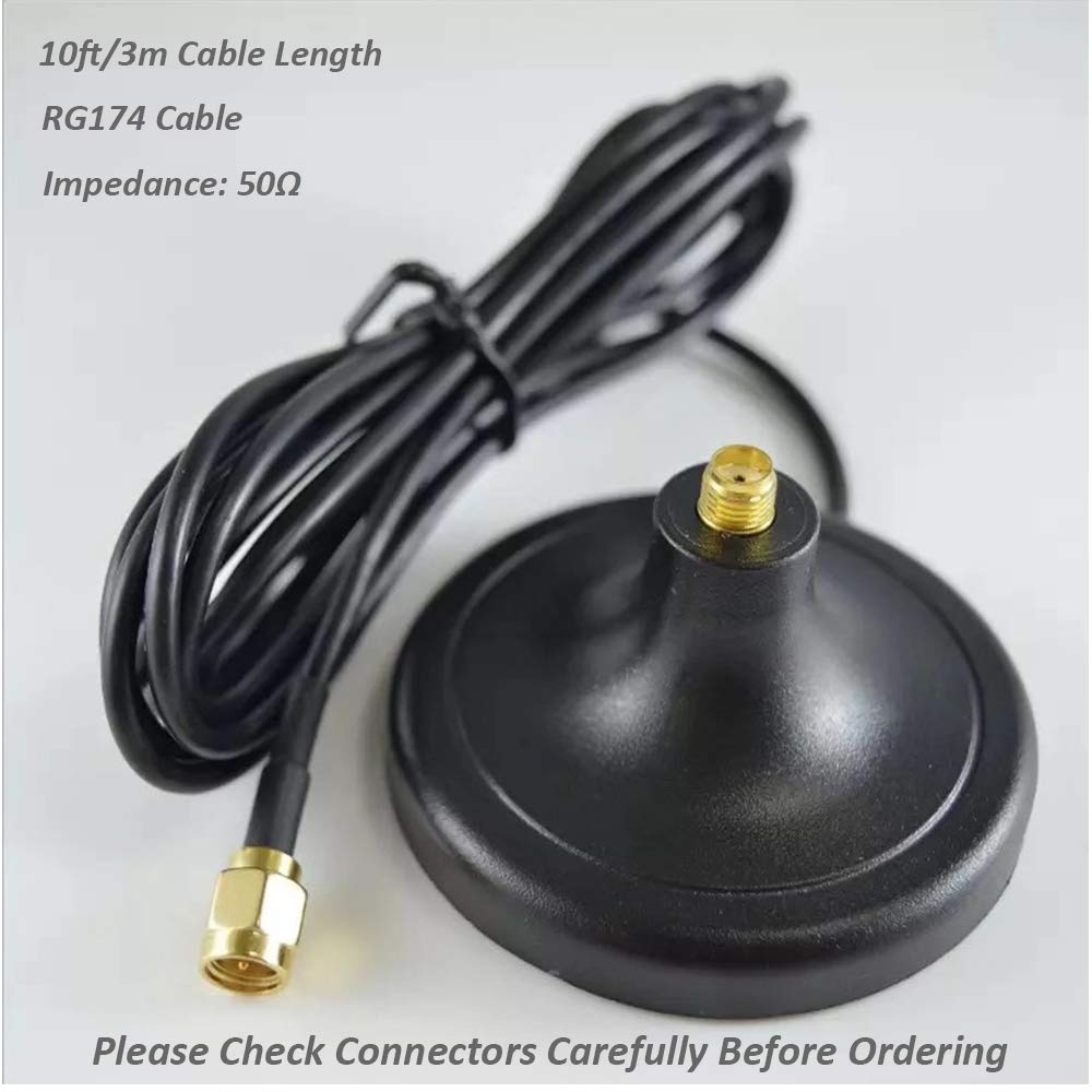 CORONIR 4G LTE Antenna Magnetic Mounting Base with 10ft SMA Male Antenna Extension Cable for 4G LTE WiFi Router Gateway Modem Hotspot Adapter Mobile Cell Phone Signal Booster Cellular Amplifier-2pack