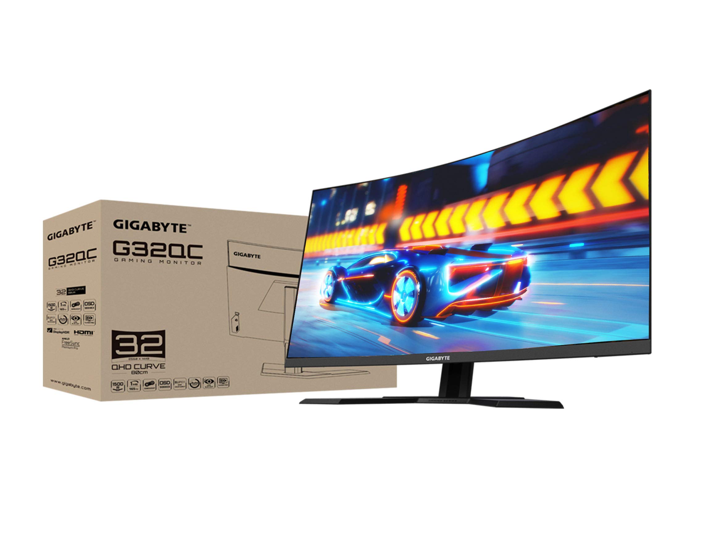 GIGABYTE G32QC 32" 165Hz 1440P Curved Gaming Monitor, 2560 x 1440 VA 1500R , 1ms (MPRT) Response Time, 94% DCI-P3, VESA Display HDR400, FreeSync Premium Pro