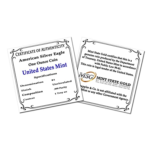 2022 1 oz American Silver Eagle Brilliant Uncirculated with a Certificate of Authenticity $1 BU