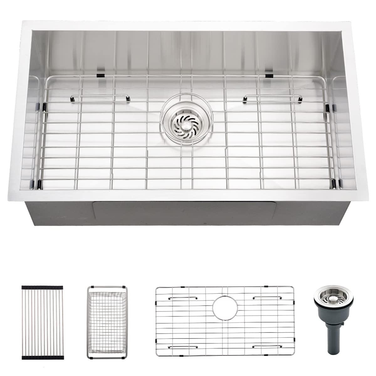 32 Undermount Stainless Steel Kitchen Sink - Dorzom 32"x17" 18 Gauge 9 Inch Deep Stainless Steel Single Bowl Under Mount Kitchen Sink Basin with Accessories