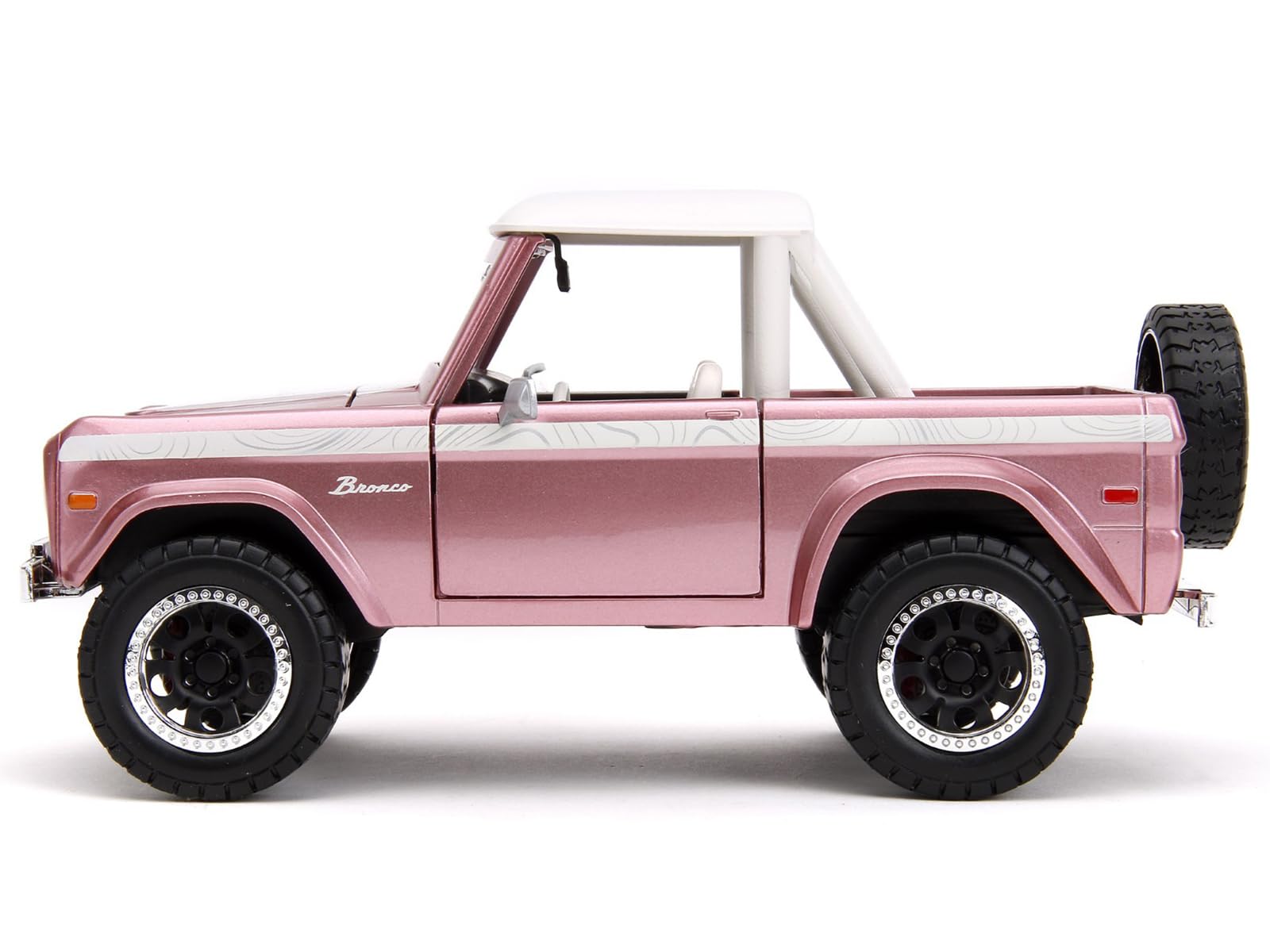 1973 Bronco Pink Metallic with White Top and Graphics Pink Slips Series 1/24 Diecast Model Car by Jada 34896
