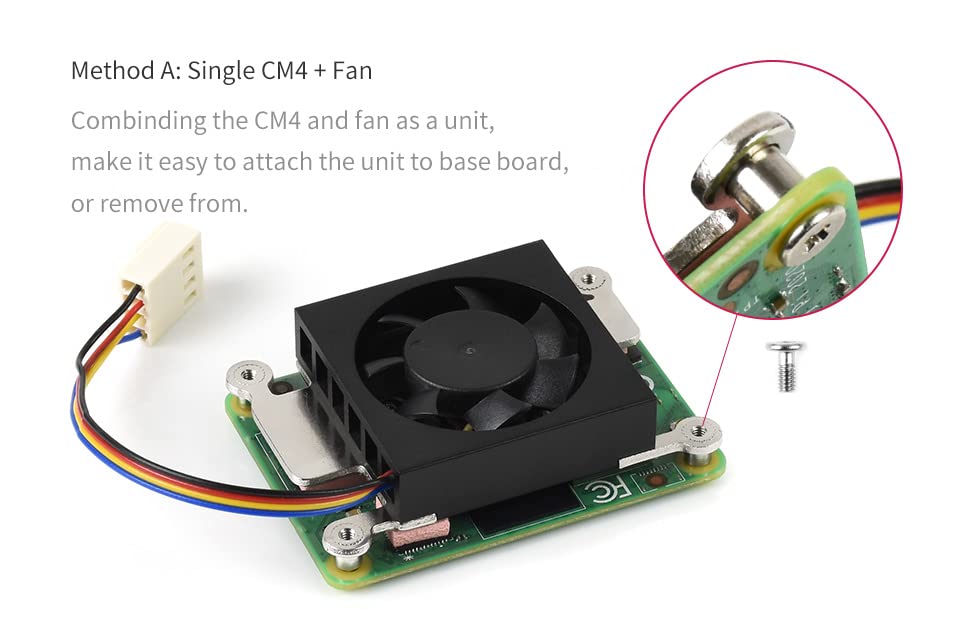 for Compute Module 4 3007 Cooling Fan 5V CPU Cooling Fan Cooler Radiator with Thermal Tapes, Low Noise, PWM Speed Adjustment