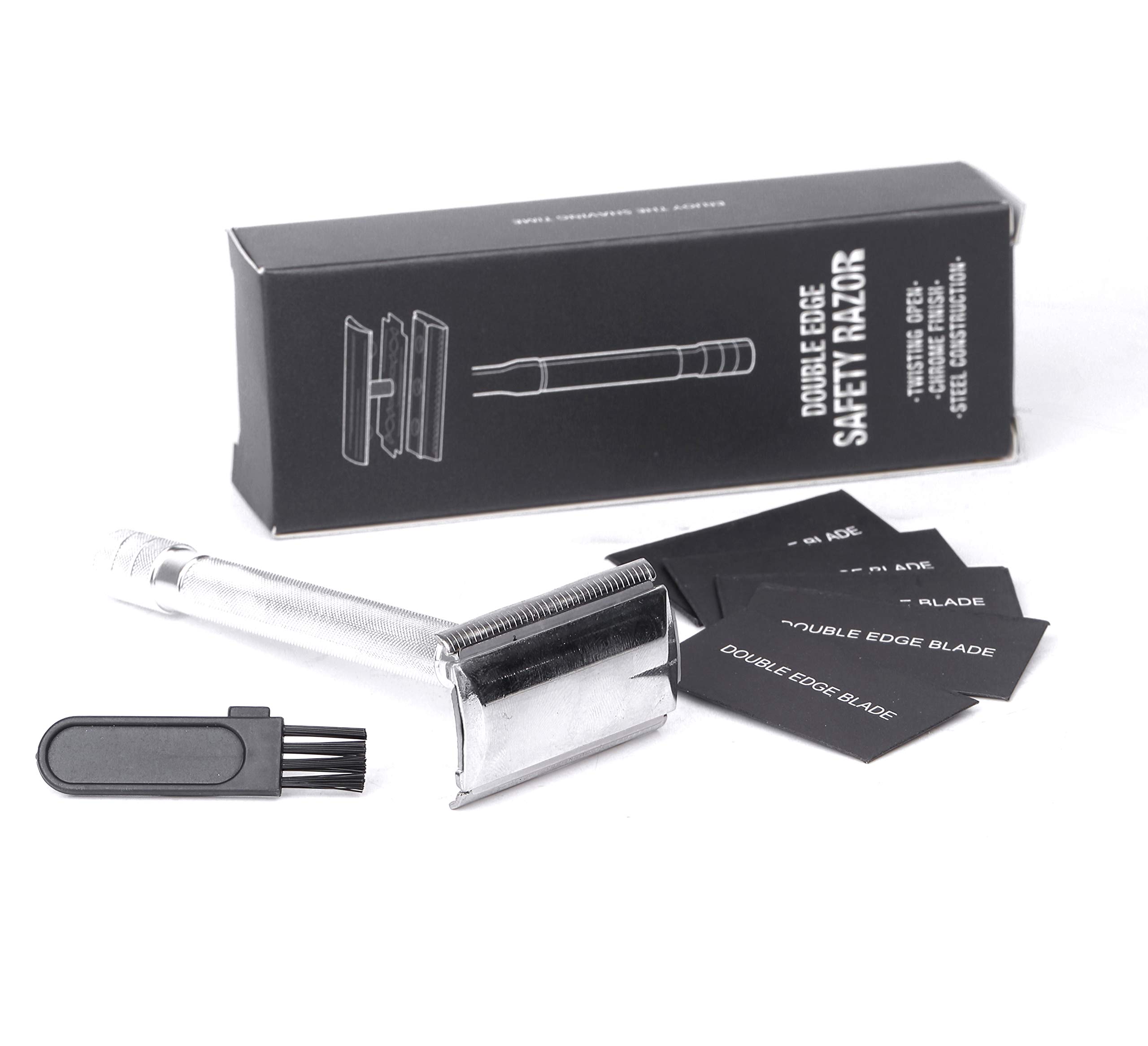 Tianwei Double Edge Safety Razor for Men & Women | Silver Waste Free Sided Vintage Shaving Fits All Edged Blades Zero Timeless
