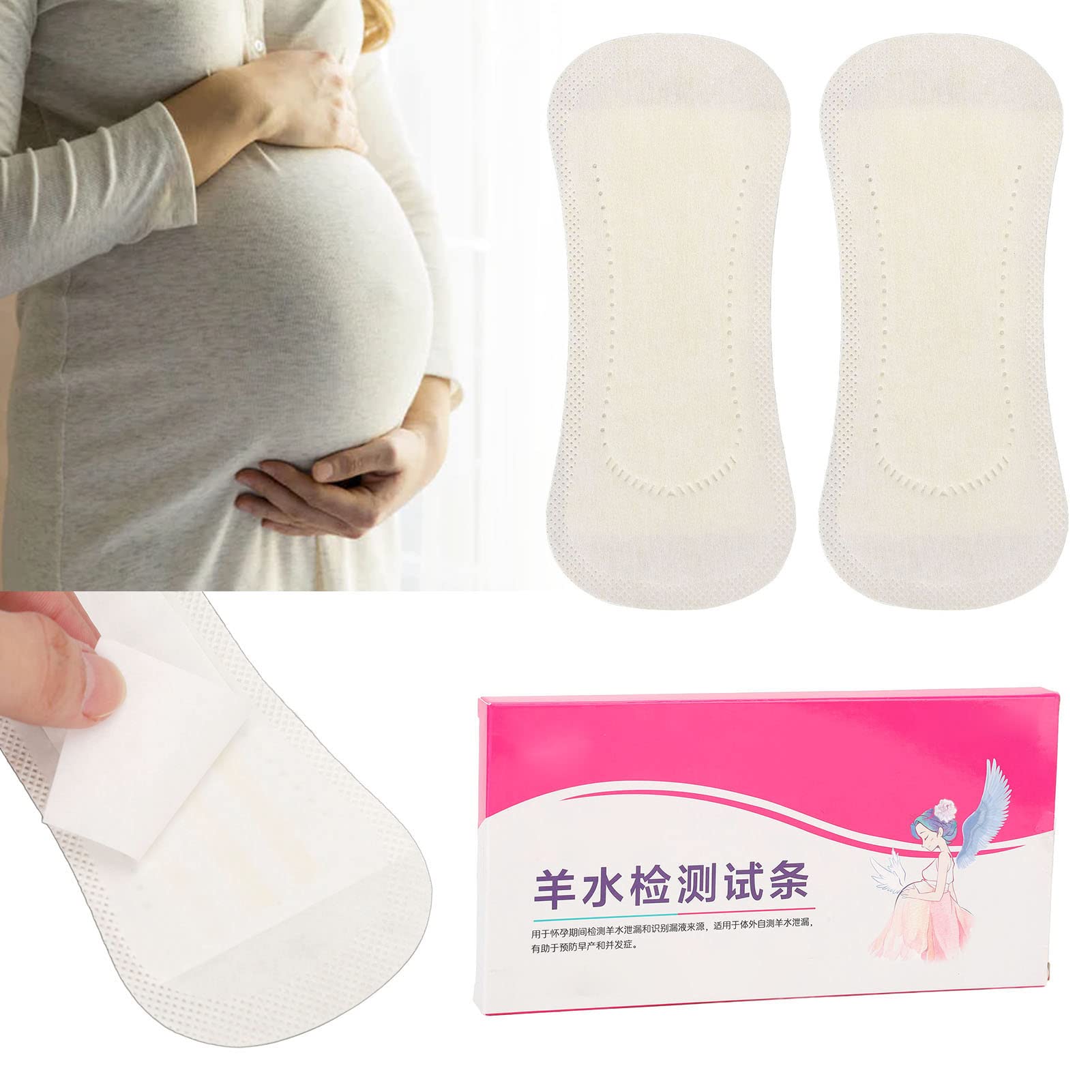 2pcs Amniotic Fluid Test Strip Maternity Home Easy to Use High Sensitivity Feminine PH Test Strips with Amniotic Fluid Control Chart for PH Value Detection