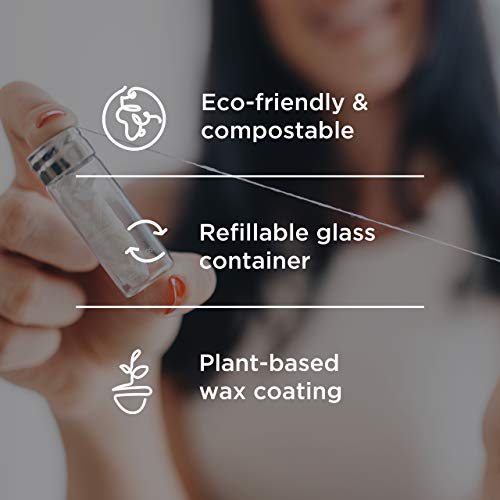 Bamboo Toothbrush 4-Pack & Compostable Silk Dental Floss with Refillable Glass Holder | Biodegradable Oral Care Set | Soft BPA-Free Bristles | Natural Eco-Friendly Gifts for Men & Women | Moso Handle