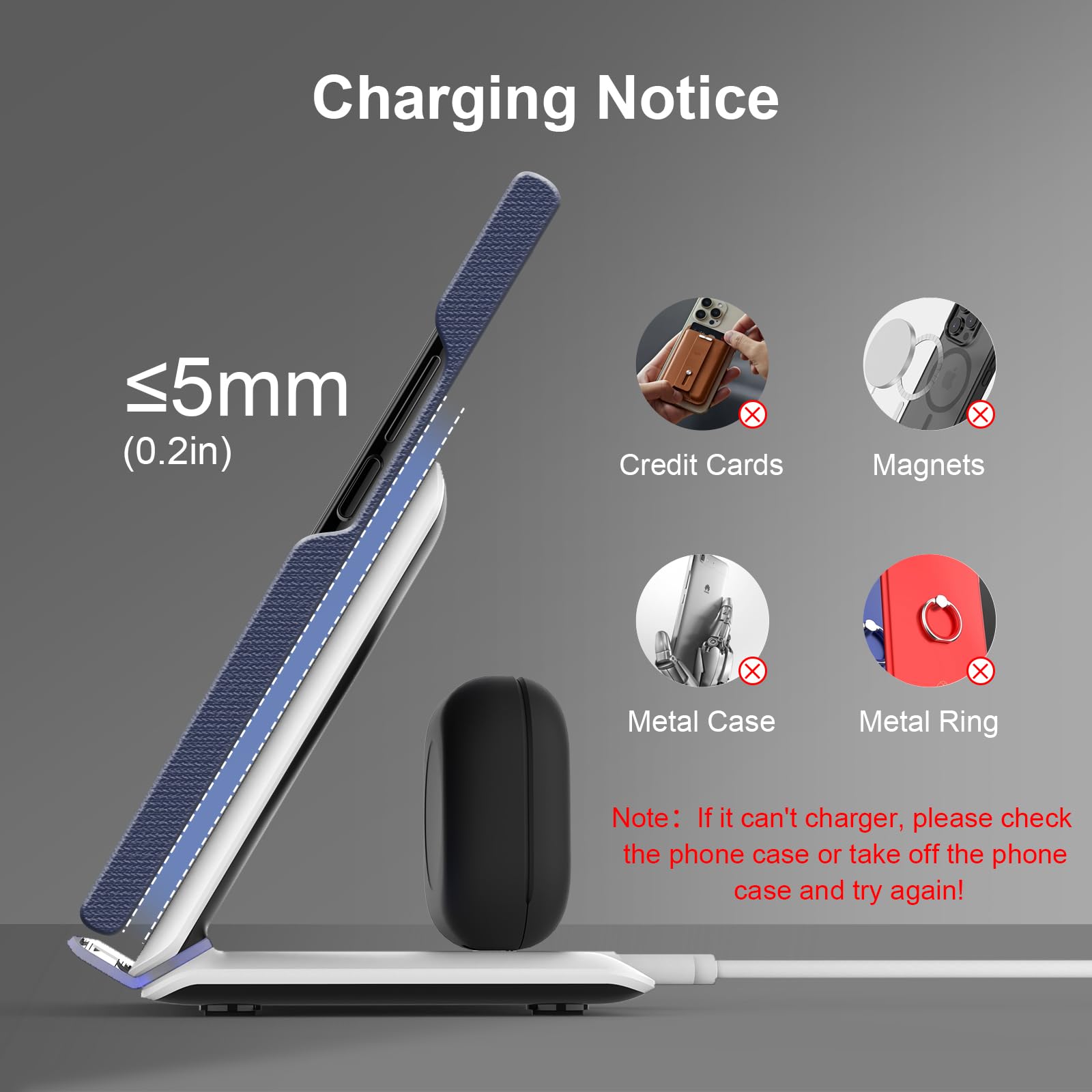 2 in 1 Wireless Charging Station, Charging for Samsung S23 Ultra/S22/Note20/Galaxy Buds2 Pro/2/Live