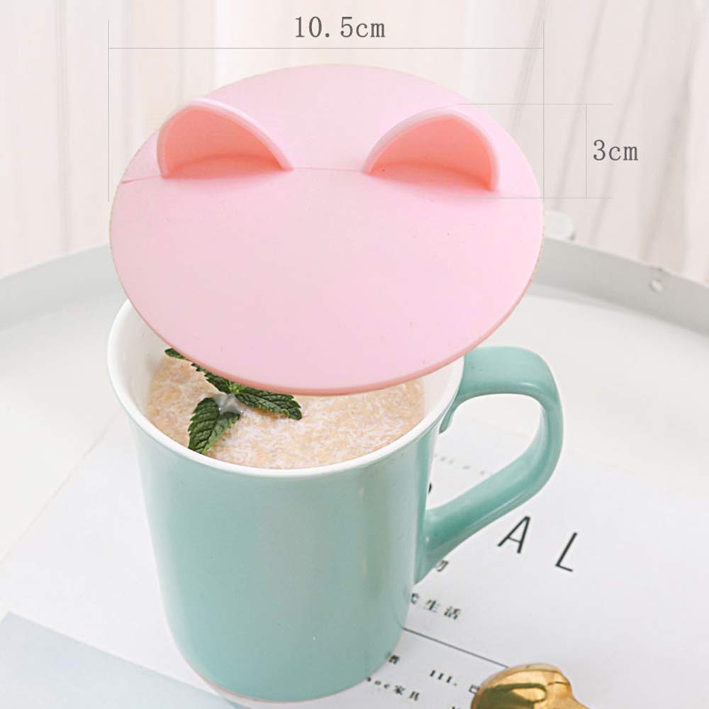 4Pack Cute Cat Ear Cup Lid Cover, JCSMARTEC Silicone Creative Anti-Dust Rubber Airtight Seal Suction Cap for Drink Glass Coffee Mug Can