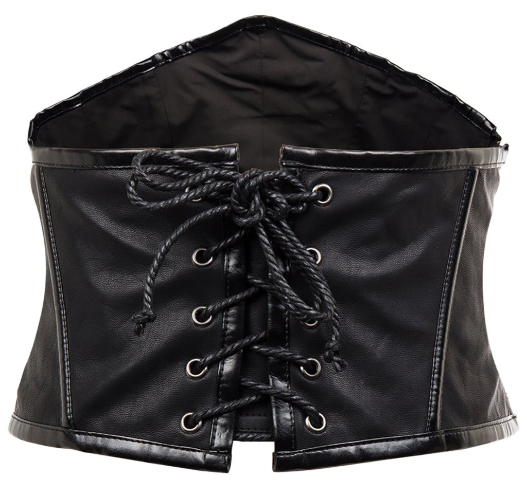 Alivila.Y Fashion Women's Faux Leather Rivet Steampunk Retro Boned Wide Corset Belt 21674-Black-M