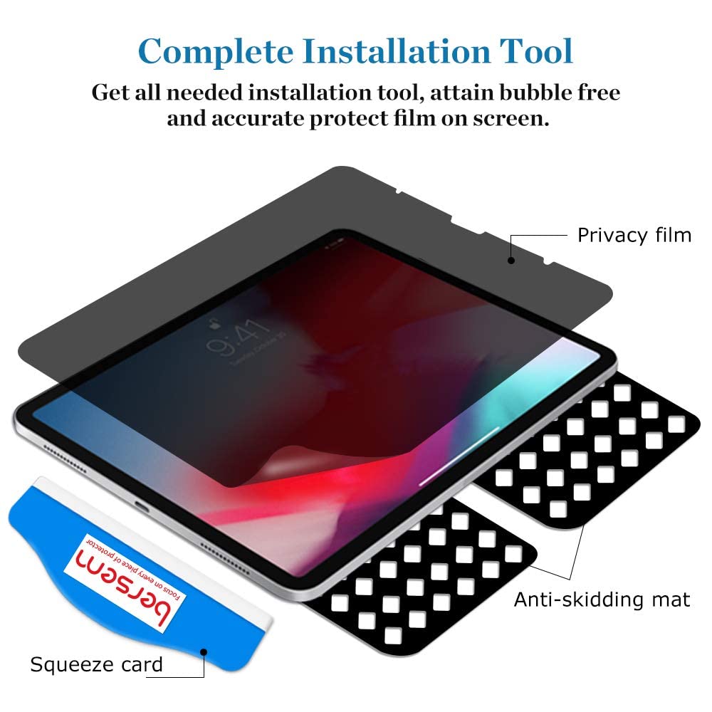 BERSEM Privacy Screen Protector Compatible with iPad Air 5th Generation 2022 / iPad Pro 11 Inch (2022 & 2021 & 2020 & 2018 Models) / iPad Air 4th Generation 2020, Anti Glare, Anti Spy