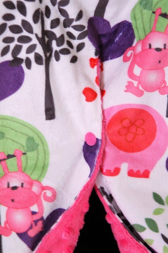 Baby Minky Velboa Carseat Canopy Carrier Cover (Safari/Hot Pink)