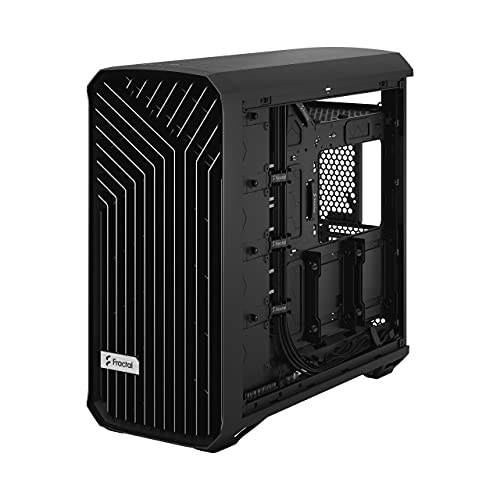 Fractal Design Torrent Black - Dark Tint Tempered Glass Side Panel - Open Grille for Maximum air Intake - Two 180mm PWM and Three 140mm Fans Included - Type C - ATX Airflow Mid Tower PC Gaming Case