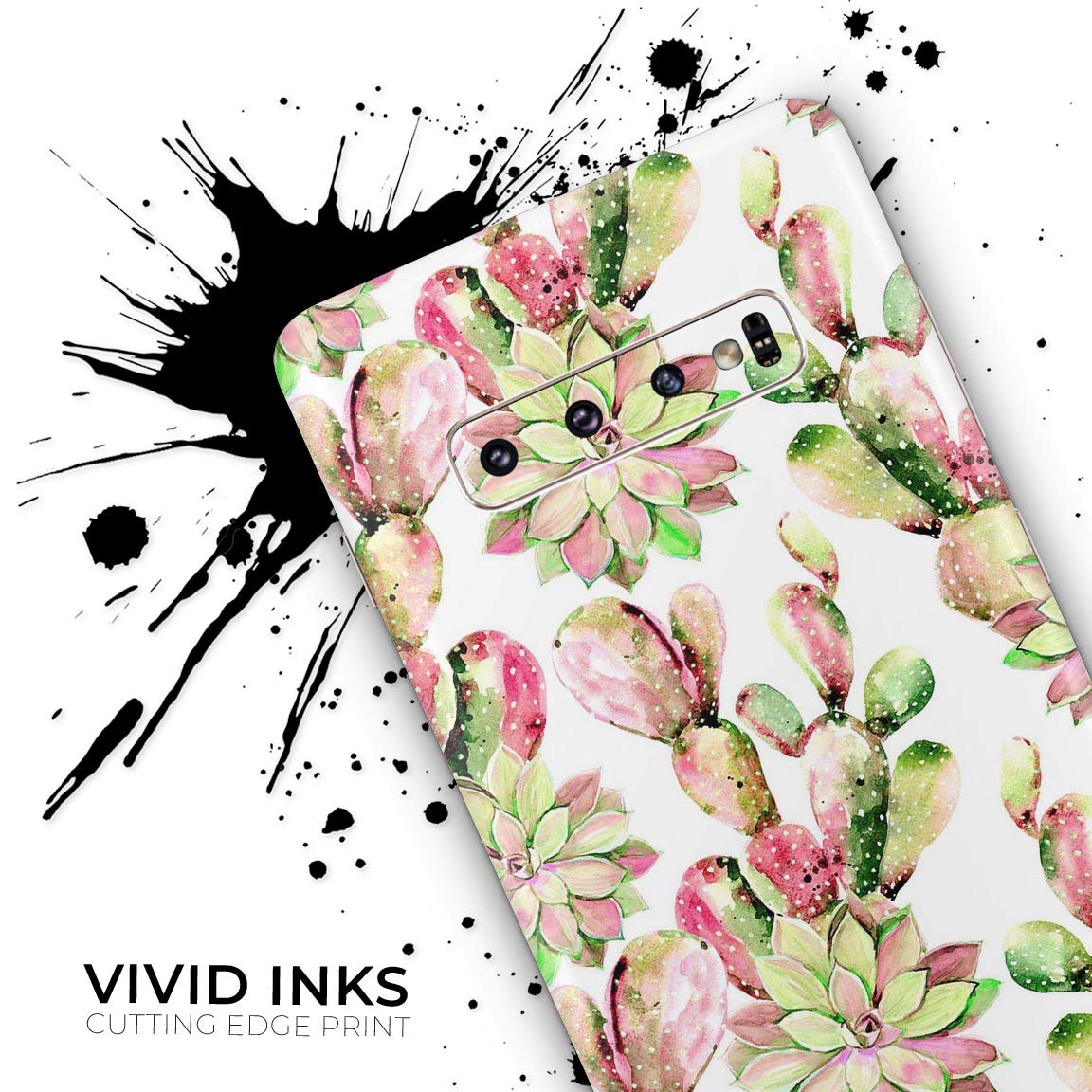 DesignSkinz Watercolor Cactus Succulent Bloom V2 Protective Vinyl Decal Wrap Skin Cover Compatible with The Samsung Galaxy S20 (Screen Trim & Back Glass Skin)