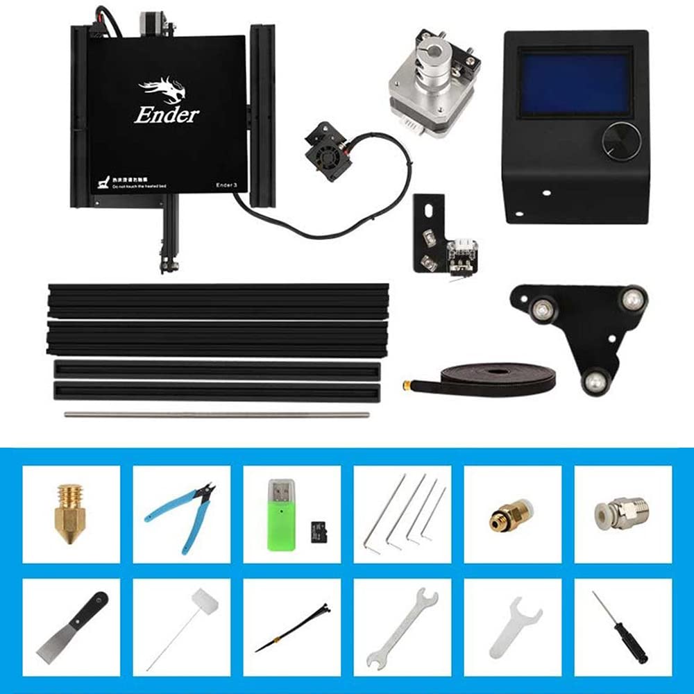 Comgrow Creality Ender 3 3D Printer and 2PCS Upgraded Tempered Glass Plate with Bed Clips 235 * 235mm