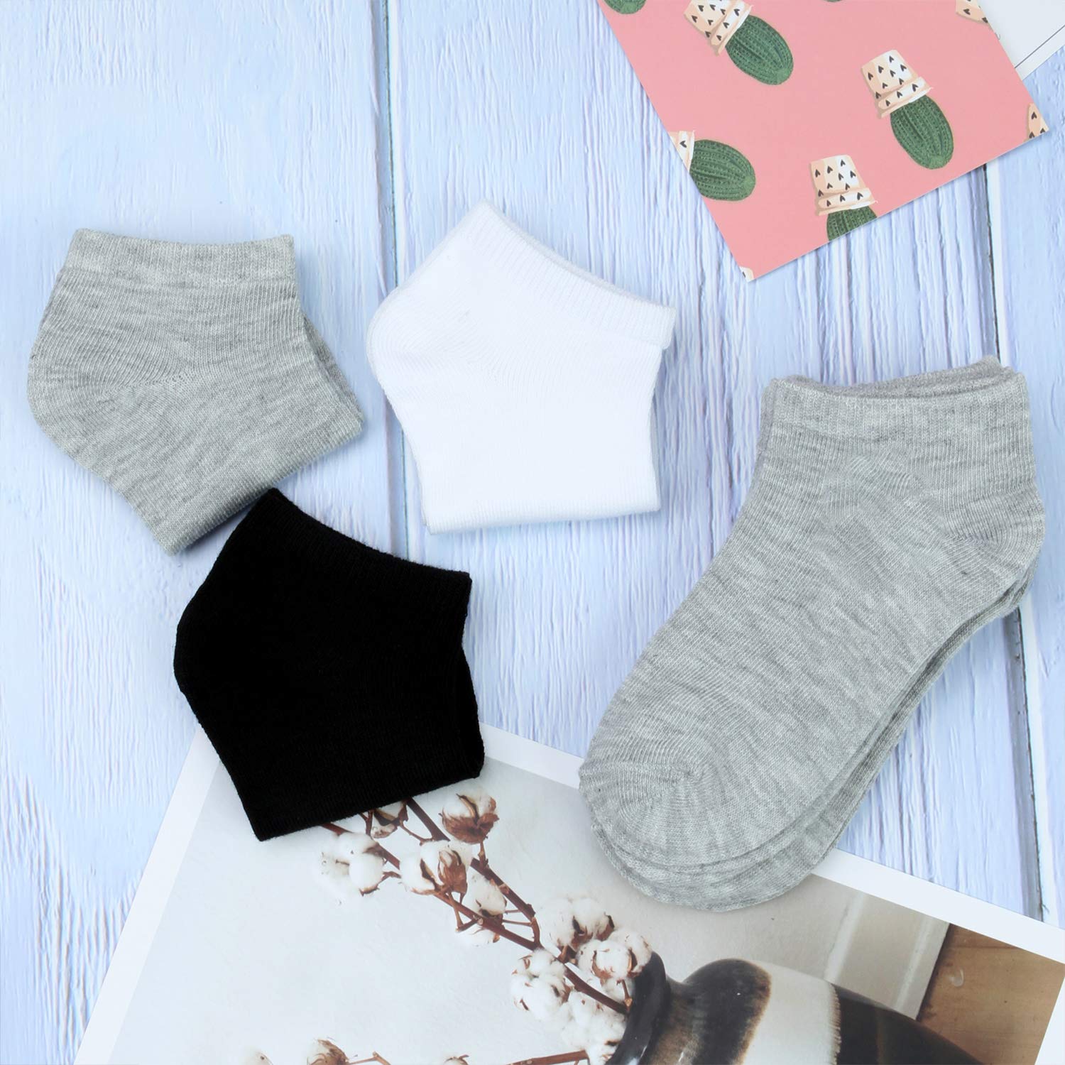 Cooraby 20 Pairs Toddler Kids Ankle Socks Boys Girls Half Cushion Low Cut Soft Breathable Athletic Socks