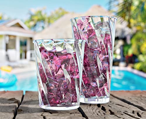 Amazing Abby - Glacier - 18-Ounce Plastic Tumblers (Set of 8), Plastic Drinking Glasses, Mixed-Color High-Balls, Reusable Plastic Cups, Stackable, BPA-Free, Shatter-Proof, Dishwasher-Safe