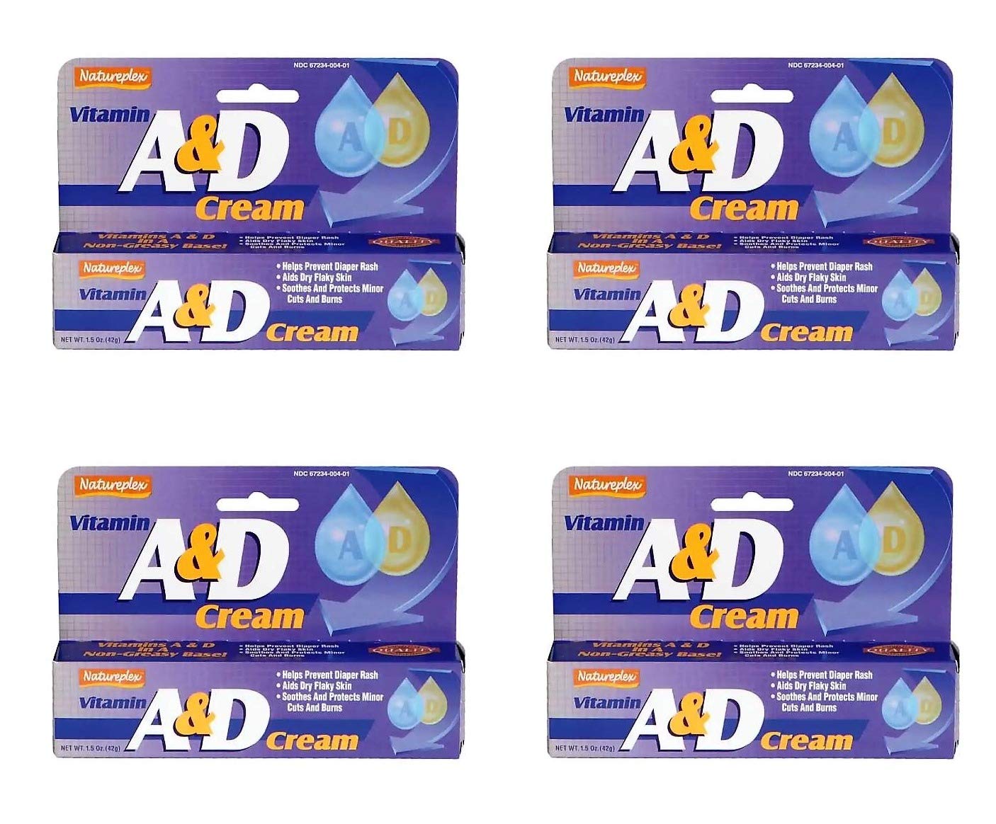 Vitamin A&D Cream Ointment for Diaper Rash and Skin Irritations, 4-ct