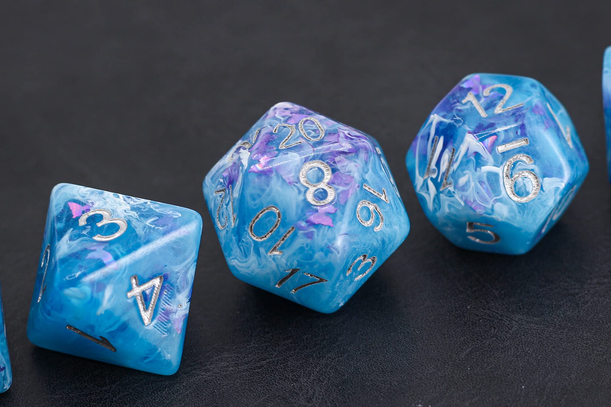 3DEGOS Blue Butterfly DND Dice Set for Dungeons and Dragons Gifts, D&D, D and D, Pathfinder, Accessories, D20, Polyhedral, Resin Dice, Metal, Dice Tray, Tower, Bag, Box