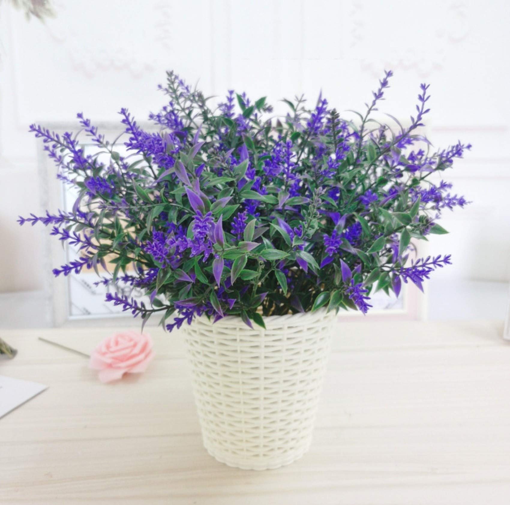 8 Pcs Faux Pampas Grass Decor 38''/97cm Tall Artificial Large Pompas Grass Pompous Floral Fluffy Fake Plants Floor Vase Filler for Kitchen Home Boho Decorations, Purple