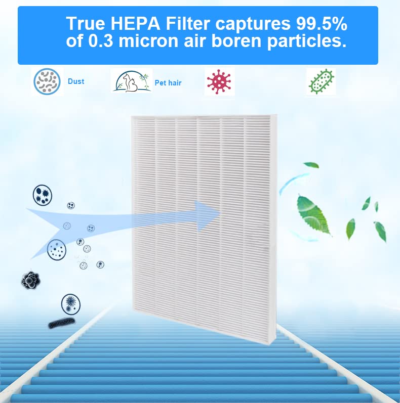 2-Pack C545 True HEPA Replacement Filters，for Winix C545 Replacement Filter and Compatible with Winix 5500-2 Air Purifier Filter Replacement，Replaces 1712-0096-00, 2 H13 Grade True HEPA + 1 Brush