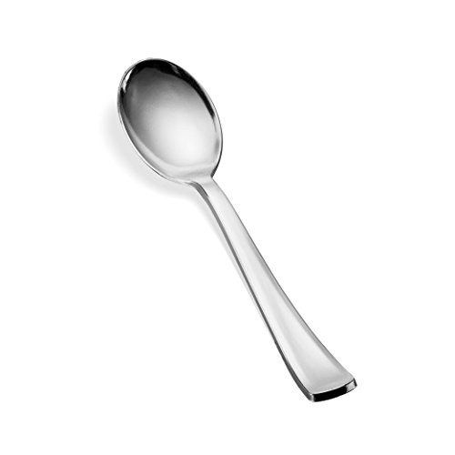 400 Plastic Silver Cutlery Set - Disposable Silverware Set - Flatware Set - 200 Forks - 100 Spoons - 100 Knives - Heavy Duty - Party Bulk